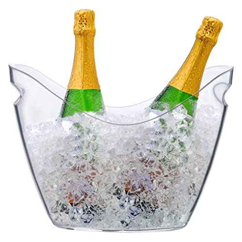 asika Ice Bucket Wine Bucket,Clear Acrylic 3.5 Liter Plastic Tub for Drinks and Parties, Food Grade, Perfect for Wine, Champagne or Beer Bottles