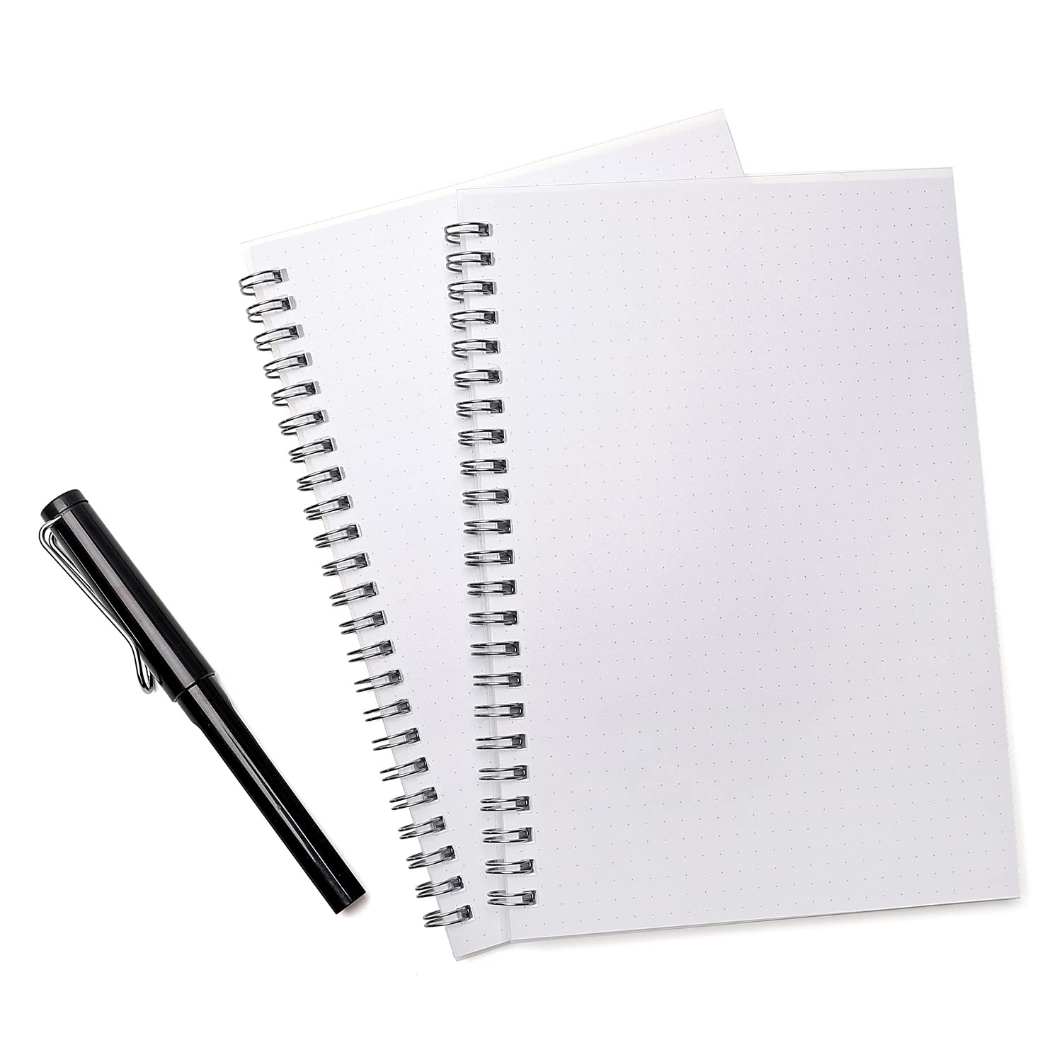 DENSET HBTDM Dot Grid Spiral Notebooks - 2 Pack | College Ruled | 100 Pages (50 Sheets) | Thick Kraft Paper Cover, Versatile Memo Diary Journals for School and Work ,8.4 inches x 5.7 inches