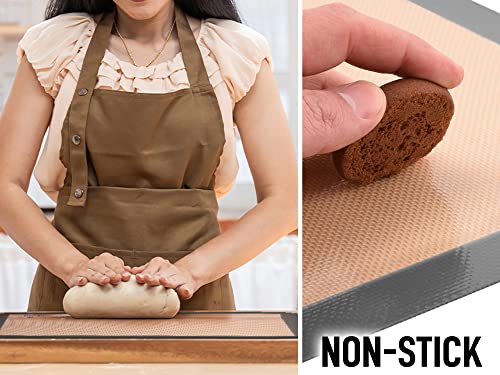 Zulay Kitchen (2 Pack) Silicone Baking Mat Sheet Set - Reusable Baking Mat Nonstick - Half Sheet Baking Mat For Oven - 16.5" x 11.6" (Dark Gray)