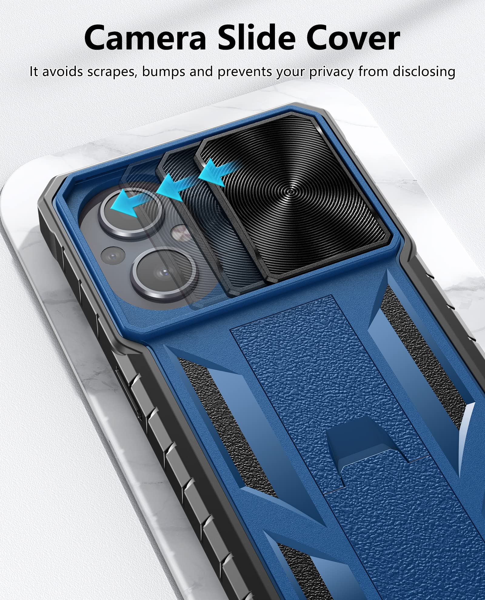 WTYOO Case for OnePlus Nord N20 5G: Military Grade Drop Proof Phone Protective Cover with Kickstand and Slide Cover Protection - Shockproof TPU Matte Textured