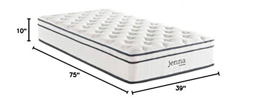 Modway Jenna 10” Innerspring and Memory Foam Twin Mattress With Individually Encased Coils
