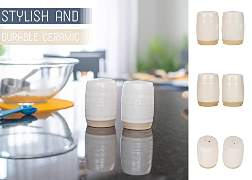Nat & Jules Raw Bottom White 3 x 2 Ceramic Salt and Pepper Shaker 2 Piece Set