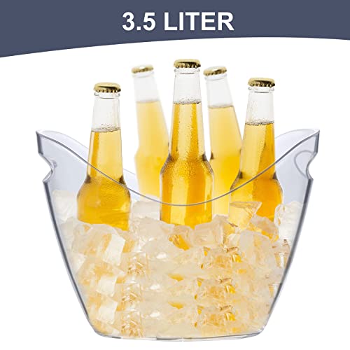 asika Ice Bucket Wine Bucket,Clear Acrylic 3.5 Liter Plastic Tub for Drinks and Parties, Food Grade, Perfect for Wine, Champagne or Beer Bottles