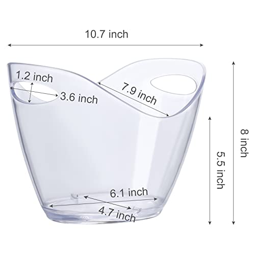 asika Ice Bucket Wine Bucket,Clear Acrylic 3.5 Liter Plastic Tub for Drinks and Parties, Food Grade, Perfect for Wine, Champagne or Beer Bottles