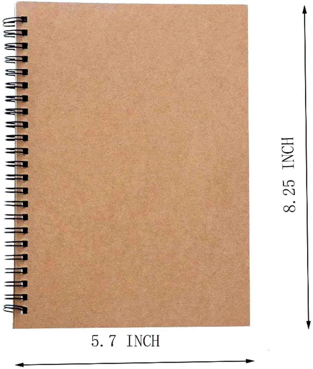 DENSET HBTDM Dot Grid Spiral Notebooks - 2 Pack | College Ruled | 100 Pages (50 Sheets) | Thick Kraft Paper Cover, Versatile Memo Diary Journals for School and Work ,8.4 inches x 5.7 inches