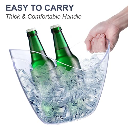 asika Ice Bucket Wine Bucket,Clear Acrylic 3.5 Liter Plastic Tub for Drinks and Parties, Food Grade, Perfect for Wine, Champagne or Beer Bottles