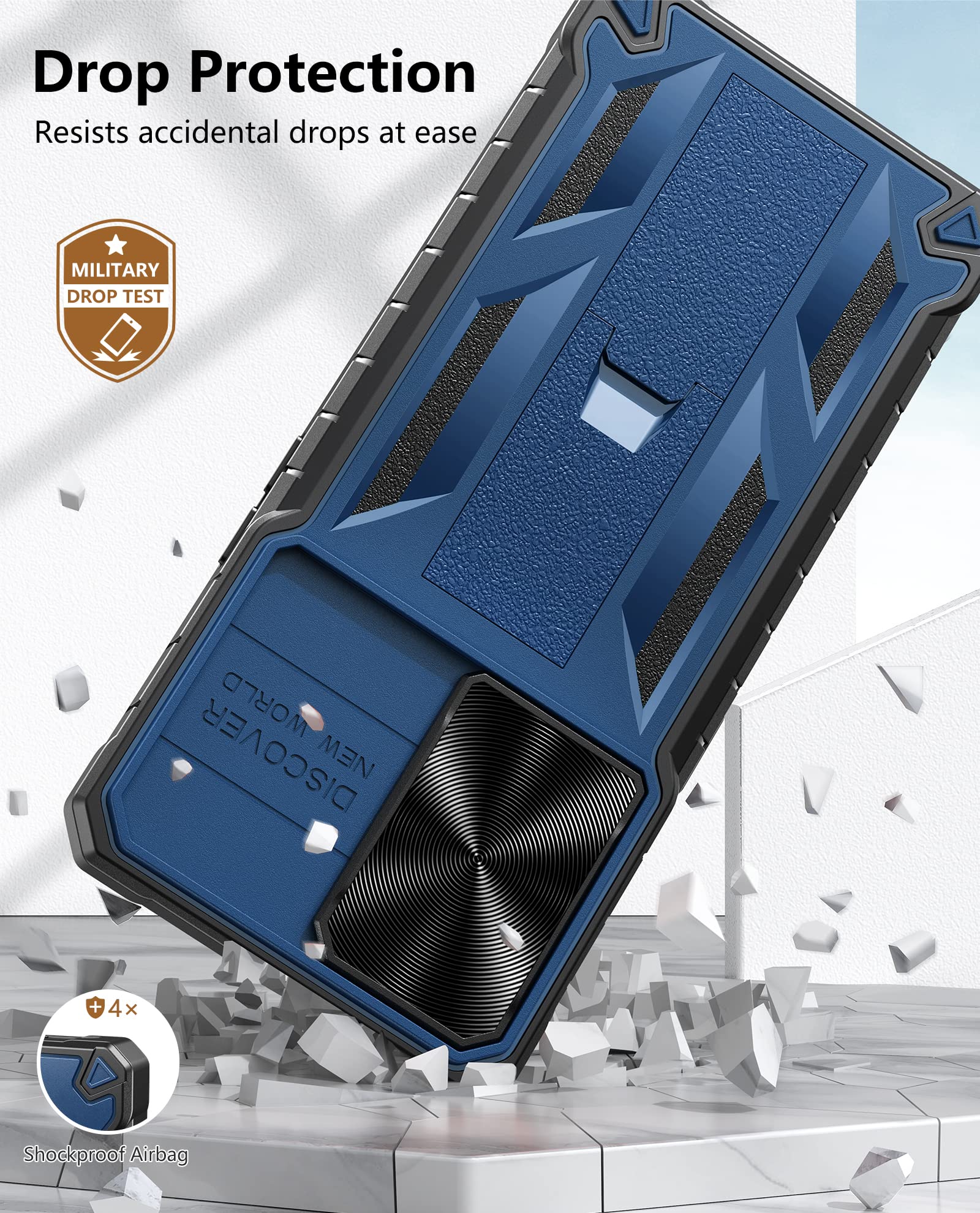 WTYOO Case for OnePlus Nord N20 5G: Military Grade Drop Proof Phone Protective Cover with Kickstand and Slide Cover Protection - Shockproof TPU Matte Textured