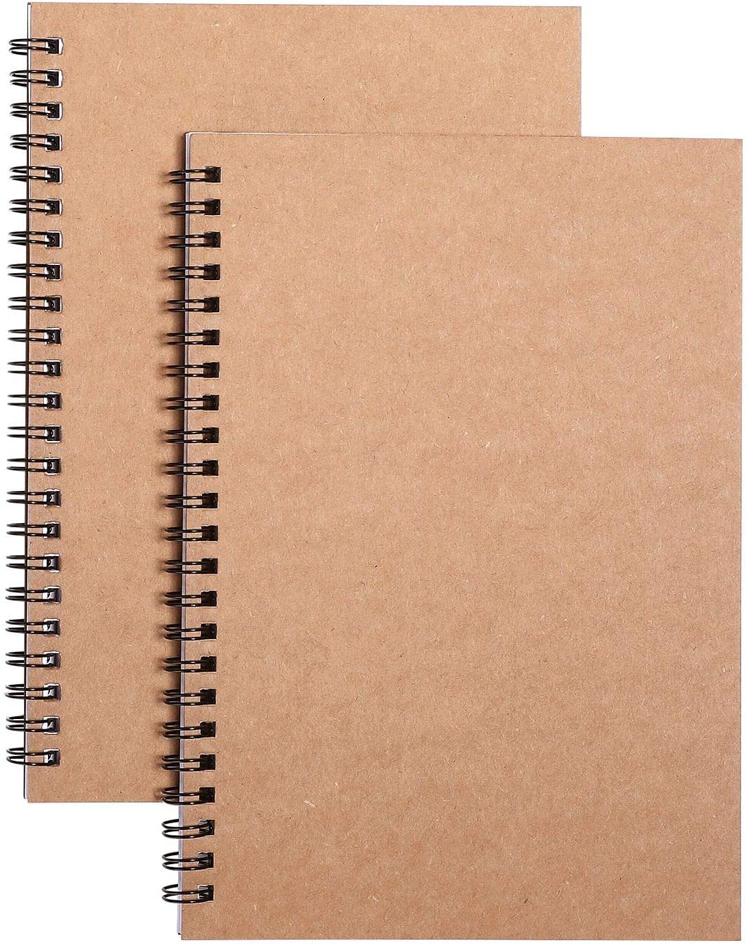 DENSET HBTDM Dot Grid Spiral Notebooks - 2 Pack | College Ruled | 100 Pages (50 Sheets) | Thick Kraft Paper Cover, Versatile Memo Diary Journals for School and Work ,8.4 inches x 5.7 inches