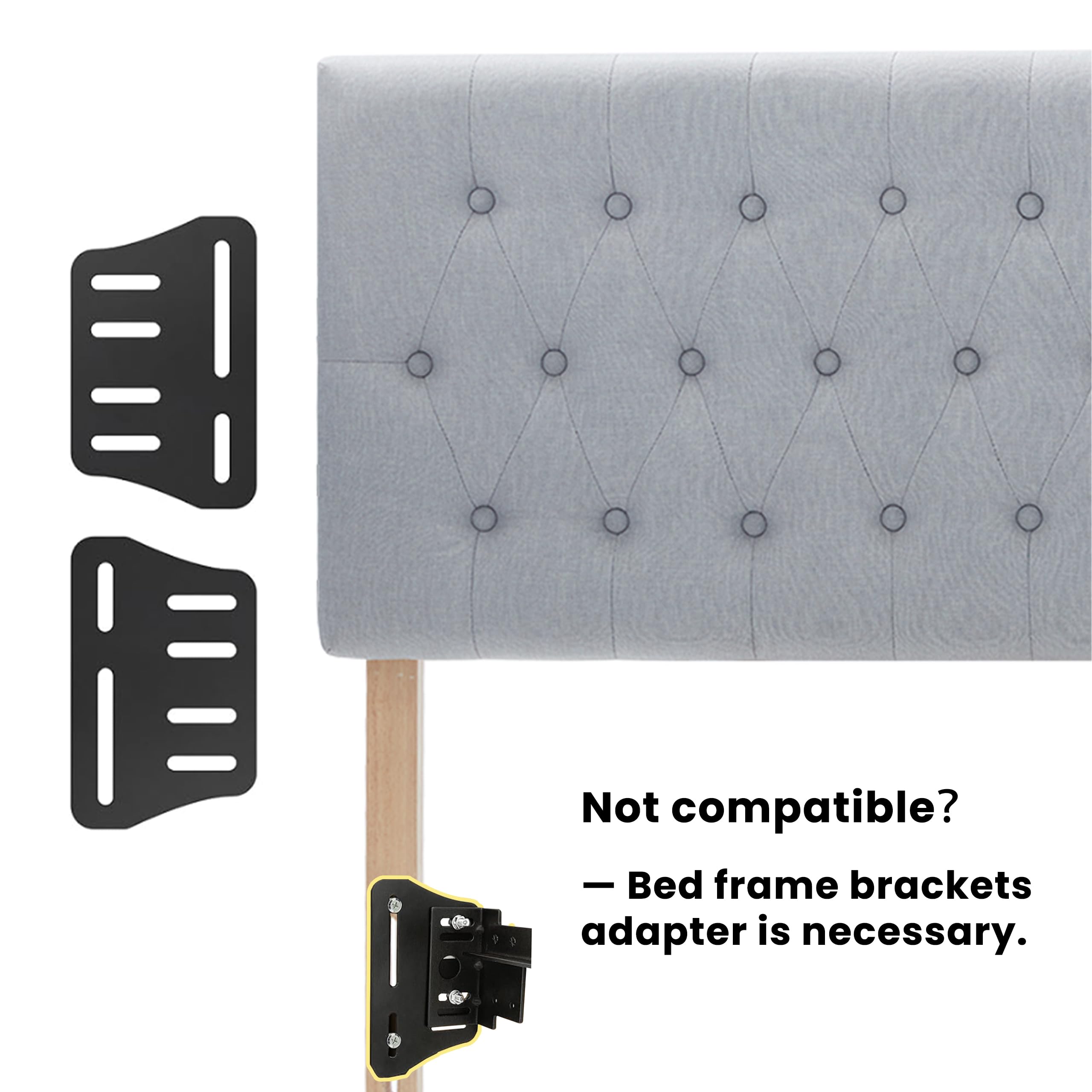 Kingfun Headboards for King Size Bed in Modern Button Design, Premium Linen Fabric Upholstered Tufted Bed Headboard, Adjustable Solid Wood Head Board, Grey
