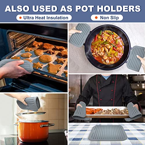 Walfos Silicone Trivets for Hot Pots and Pans - Heat Resistant Hot Pads for Kitchen Counter- 4 Pcs Multi-Purpose & Versatile Trivet Mat - Durable & Flexible Silicone Hot Pad(Gray)