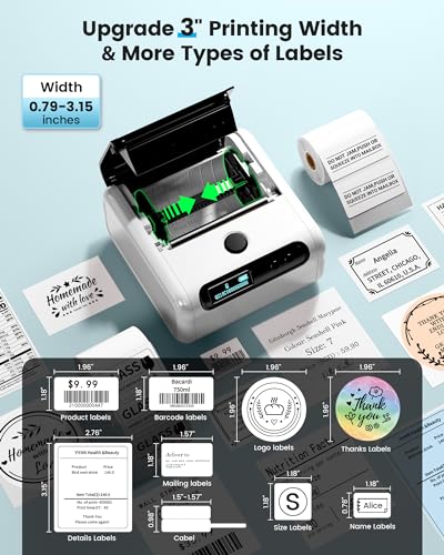 Memoking Bluetooth Label Maker - M200 Thermal Label Printer for Small Business, Address, Logo, Mailing, Office Organization, Kitchen, Label Maker Machine for Phones & PC, 3 Roll Labels