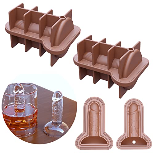 2 Pack Silicone Ice Cube Tray, Novelty Ice Cube Tray with Lid Cocktail Party Ice Maker Tray for Parties, Events, Holiday Gifts, Gift Exchange, Whiskey Drinkers, Home Bars, Bartenders