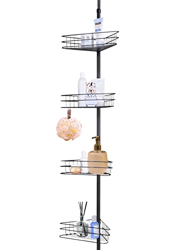 JUMPGA Aquaterior 4 Layers Shower Corner Pole Caddy Shelf Bathroom Wall Storage Metal Rack Holder