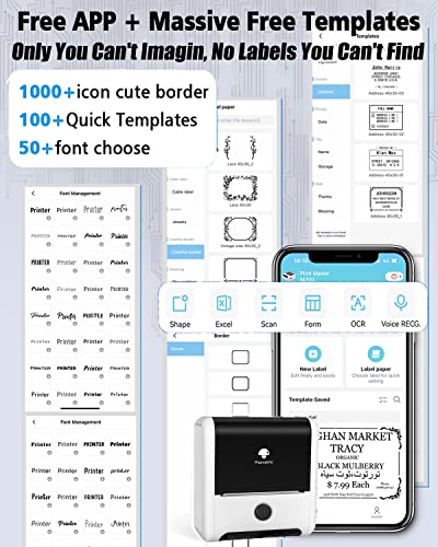 Memoking Bluetooth Label Maker - M200 Thermal Label Printer for Small Business, Address, Logo, Mailing, Office Organization, Kitchen, Label Maker Machine for Phones & PC, 3 Roll Labels