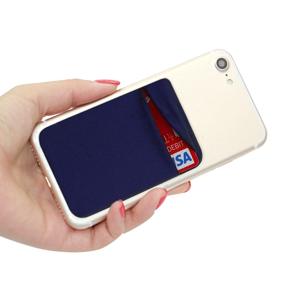 CKANDAY 4 Pack Cell Phone Card Holder with Adhesive Sticker for Back of Phone, Stretchy Fabric Card Sleeves ID Credit Card Pocket Stick On Wallet for Android Smartphones