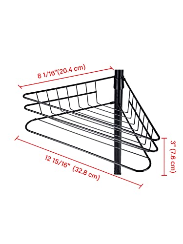 JUMPGA Aquaterior 4 Layers Shower Corner Pole Caddy Shelf Bathroom Wall Storage Metal Rack Holder