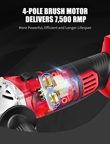 AVID POWER Cordless Angle Grinder with 4-pole Motor, 20V Cordless Grinders Tools w/4.0A Battery & Fast Charger, 4-1/2 Inch Grinding Wheels, Cutting Wheels, Flap Discs and Adjustable Auxiliary Handle