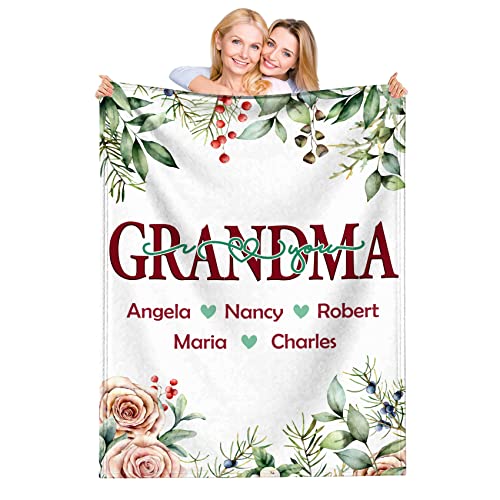 YRAQLVU Gifts for Grandma, Custom Blanket for Grandma, Home is Where Mom is, Mother's Day Personalized Unique Blankets for Best Grandma, Birthday Custom Blanket Gifts