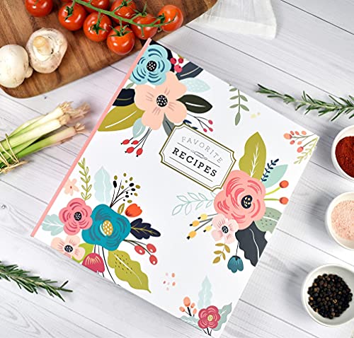 Recipe Binder 3 Ring Organizer Blank Recipe Book 8.5" x 9.5" with 50 Blank Recipes Cards (4x6), Full Page Dividers, Plastic Page Protectors Recipe Book to Write in Your own Recipes