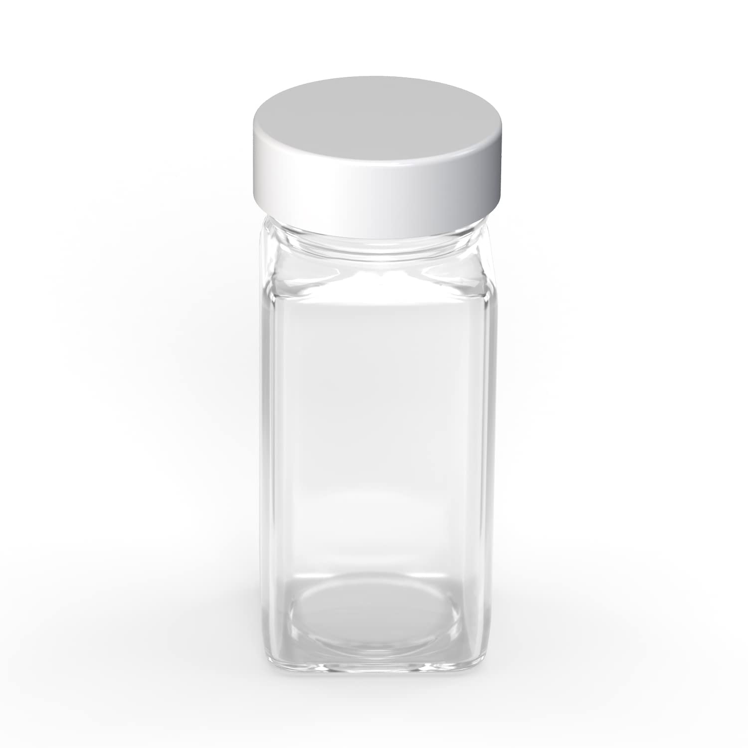 Tafts SQUARE Glass Spice Jars & Bottles l 33% Thicker - 12 Pcs Glass Spice - 3 oz or 4oz Empty Glass Spice Seasoning Containers l Shaker Lids and Airtight Caps l Aluminum Finish (Square, White)