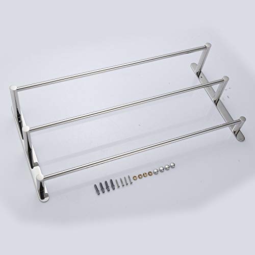Parzune Three Stagger Layers 23.62 inch Towel Bars Bathroom Accessories Bright Polished 60CM Towel Rack