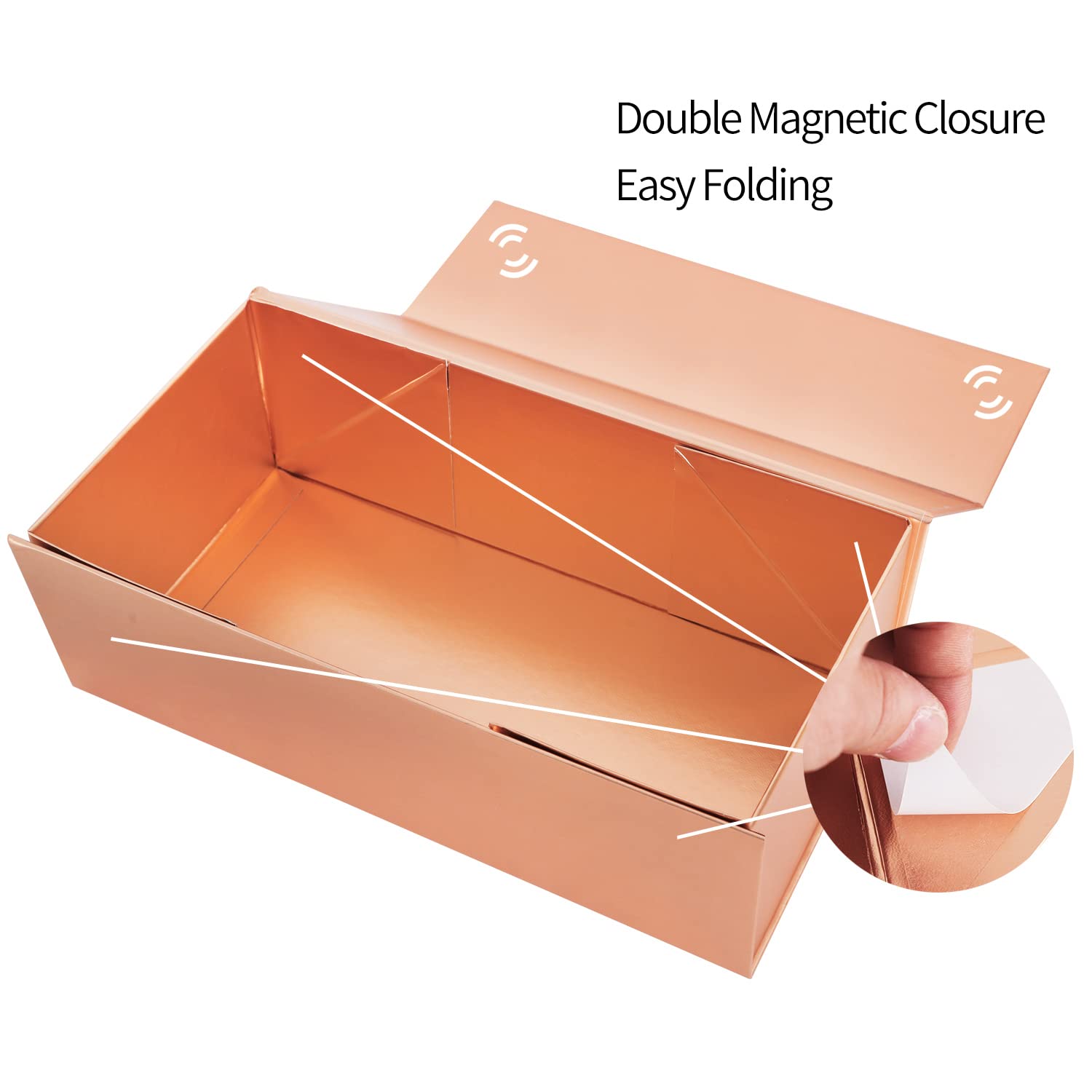 Gift Box 10" x 6" x 3" with Magnetic Closure Lid Gift Box for Presents,Bridesmaid Gifts Box,Cute Box,Birthday Gift box,Luxury for Gift Packaging, Magnetic Gift Box for Wrapping Gifts (Rose Gold)