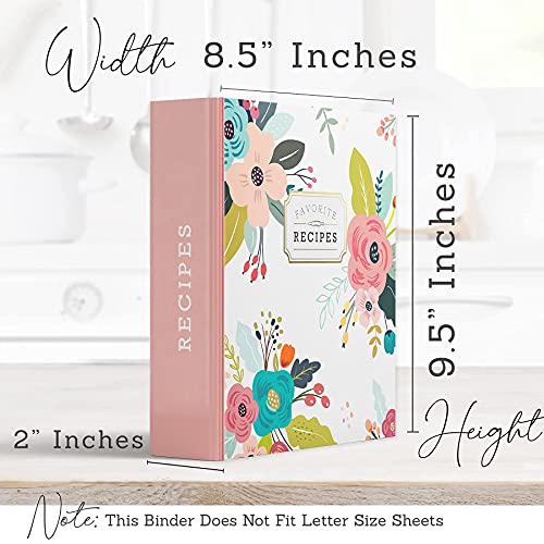 Recipe Binder 3 Ring Organizer Blank Recipe Book 8.5" x 9.5" with 50 Blank Recipes Cards (4x6), Full Page Dividers, Plastic Page Protectors Recipe Book to Write in Your own Recipes