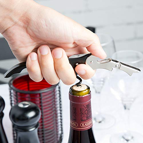 Pulltap's Double-Hinged Waiters Corkscrew, Black and Stainless Steel