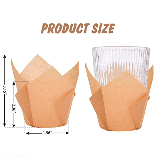 200Pcs Tulip Cupcake Liners Muffin Baking Liners Holders Premium Baking Cups Cupcake Wrappers Christmas Cupcake Lliners for Weddings, Birthdays, Anniversaries, and Special Occasions(Natural)