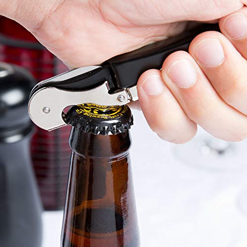 Pulltap's Double-Hinged Waiters Corkscrew, Black and Stainless Steel