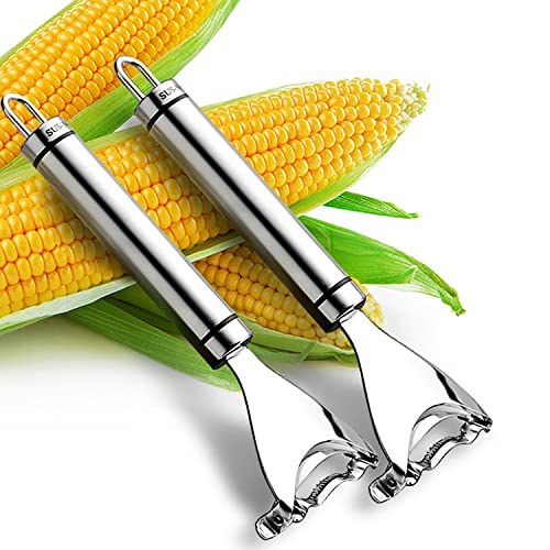 Stainless Steel Corn Peeler, Magic Corn Cob Stripper Tool - Corn Peeler for Corn On The Cob, Removes Kernels From Corn Cobs In Seconds, Kitchen Gadget (Set of 2)