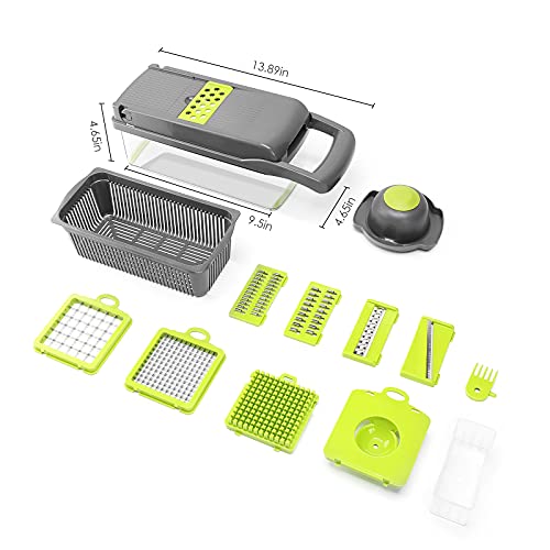 AHCZDDK Vegetable Chopper - Time-and Labor-Saving Food Chopper - Pro Onion Chopper Vegetable Cutter and Dicers ,12 in 1 Multifunctional Veggie Chopper,Container for Salad Potato Carrot Garlic…
