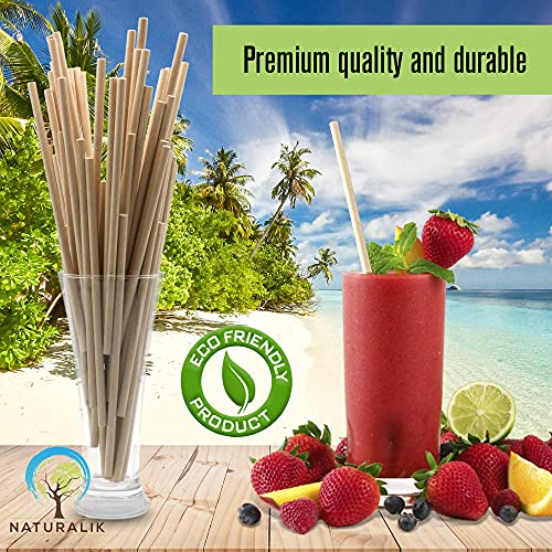 Naturalik 300/1000-Pack Extra Durable Brown Paper Straws Biodegradable- Premium Eco-Friendly Paper Straws Bulk- Drinking Straws for Juices, Restaurants and Party Supplies, 7.7" (Brown, 300ct)