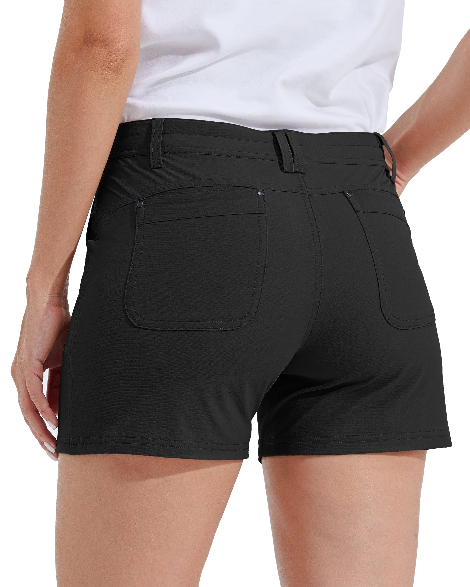 Willit Women's Golf Hiking Shorts Quick Dry Athletic Casual Summer Shorts with Pockets 4.5 in Black 14