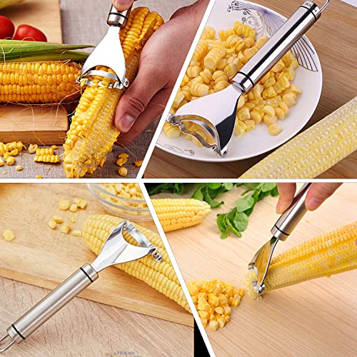 Stainless Steel Corn Peeler, Magic Corn Cob Stripper Tool - Corn Peeler for Corn On The Cob, Removes Kernels From Corn Cobs In Seconds, Kitchen Gadget (Set of 2)