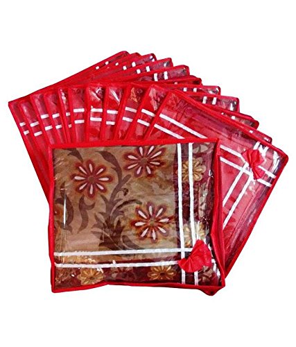 Fashion Bizz Fashion Bizz Red Premium Single Saree Cover 12 Pcs Combo