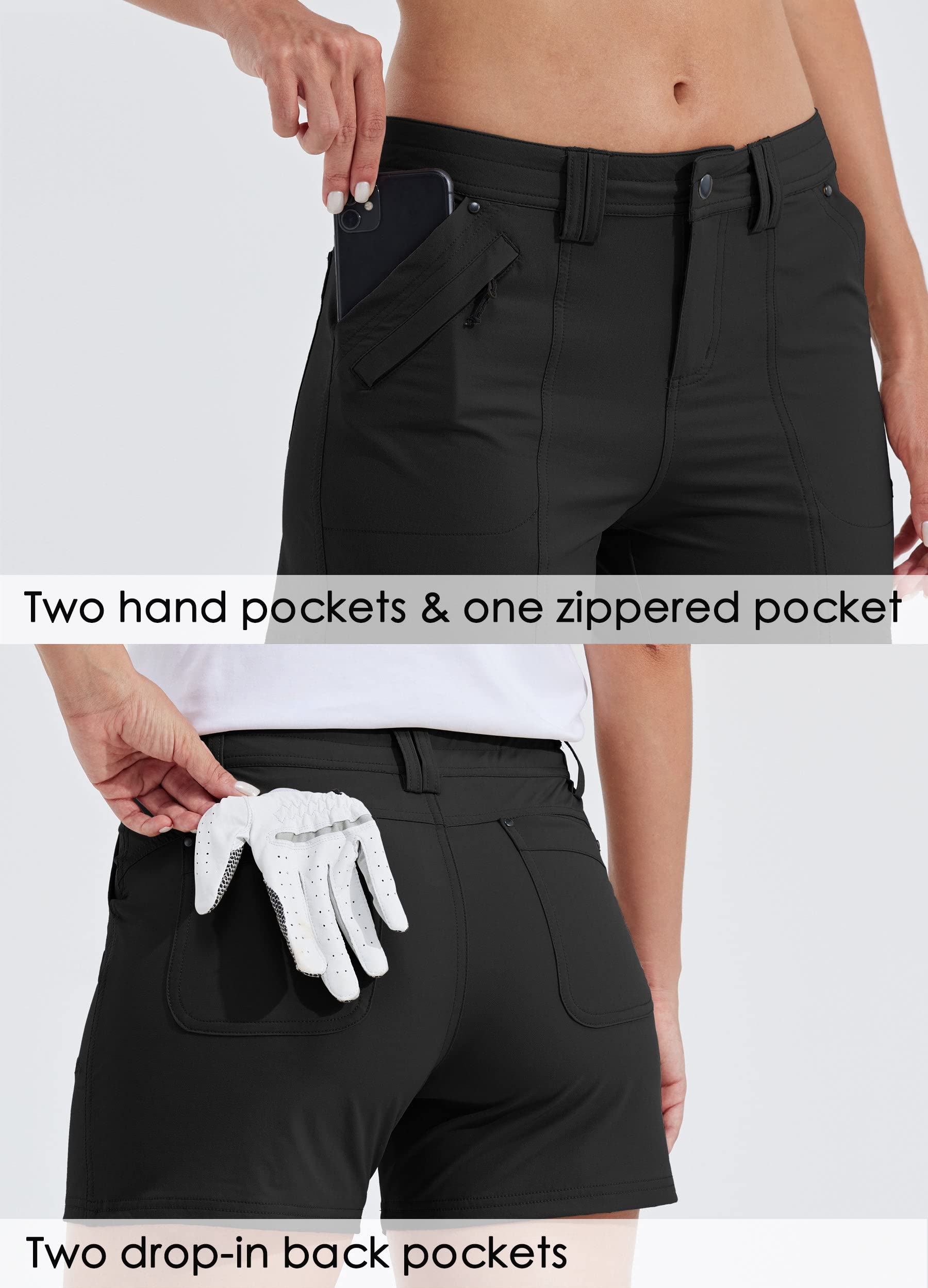 Willit Women's Golf Hiking Shorts Quick Dry Athletic Casual Summer Shorts with Pockets 4.5 in Black 14