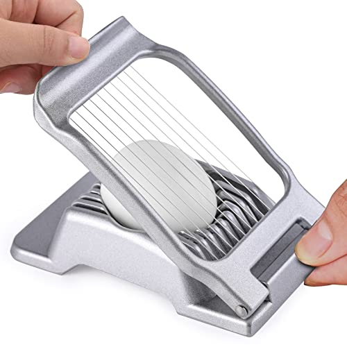 MCIJRJOI Egg Slicer, Multipurpose 304 Stainless Steel Wire Egg Slicer for Hard Boiled Eggs, Aluminum Egg Cutter Heavy Duty Slicer