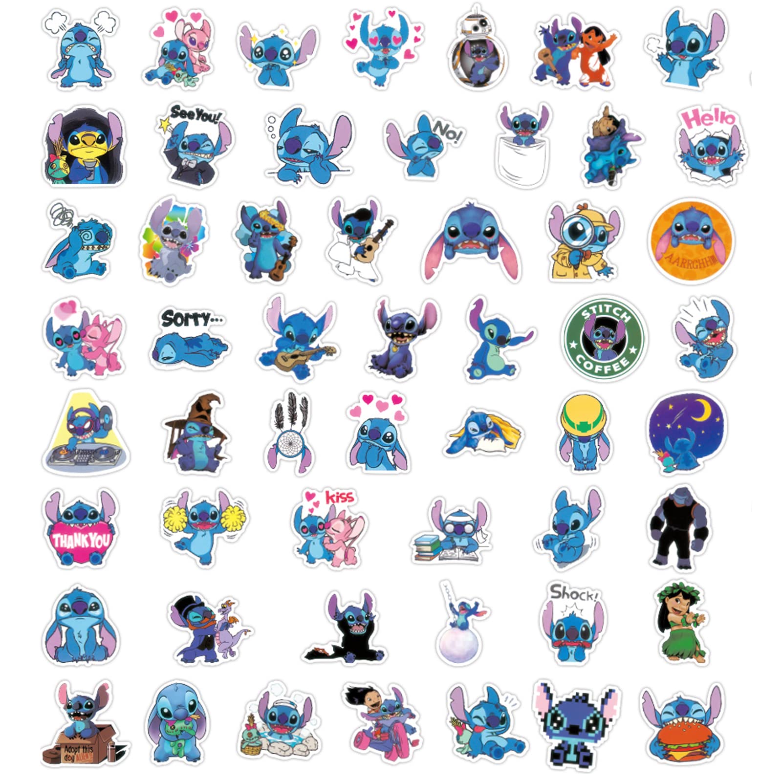 100 Pcs Stitch Stickers,Waterproof Lilo & Stitch Stickers for Water Bottles, Laptop,Bumper,Computer,Phone,Helmet,Vinyl Reusable Stickers and Decals Kids Teens