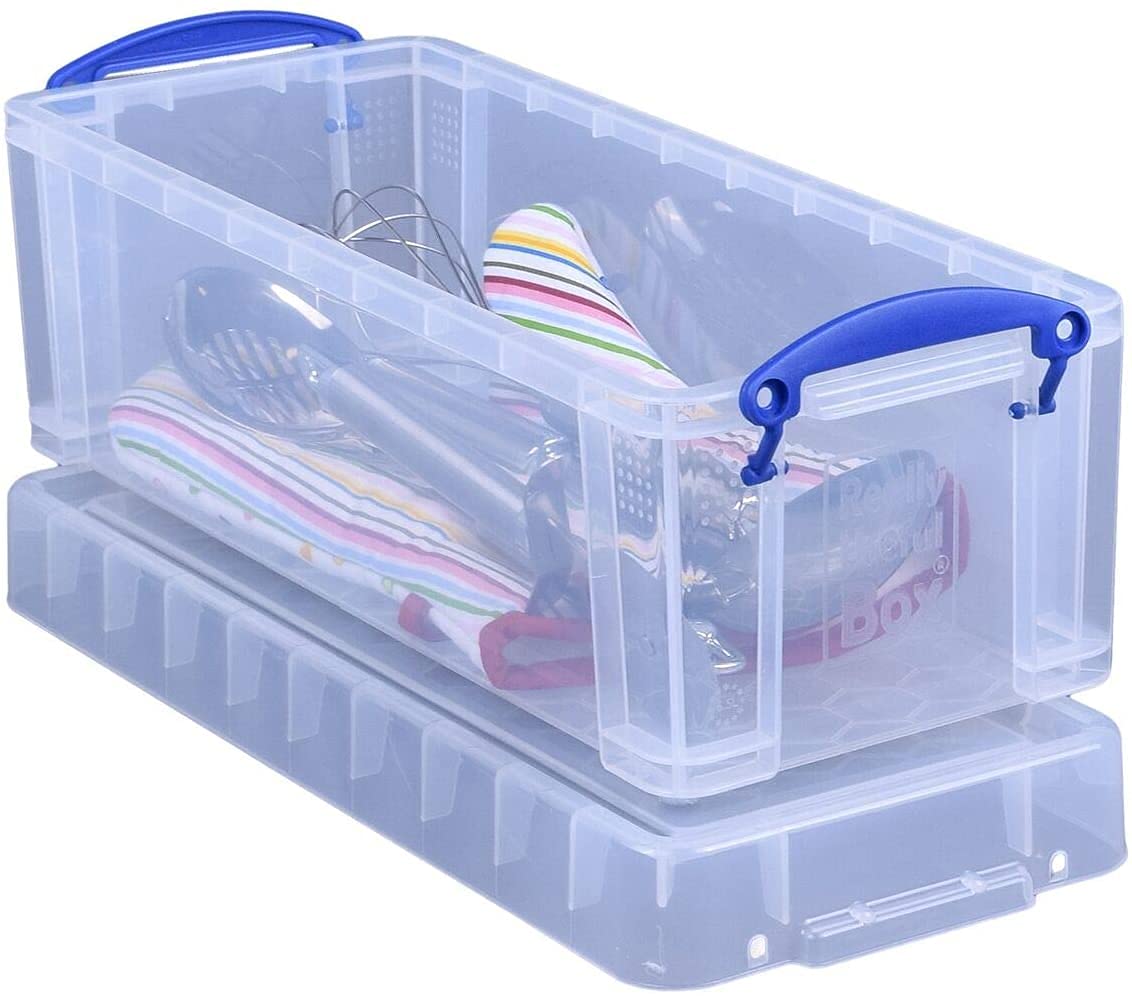 Really Useful Box Plastic Storage Box, 6.5 Liters, 17 1/2" x 7" x 6 1/4", Clear (Four Pack)