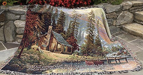 Manual Inspirational Collection 50 x 60-Inch Tapestry Throw with Verse, A Peaceful Retreat by Thomas Kinkade, 60 X 50-Inch