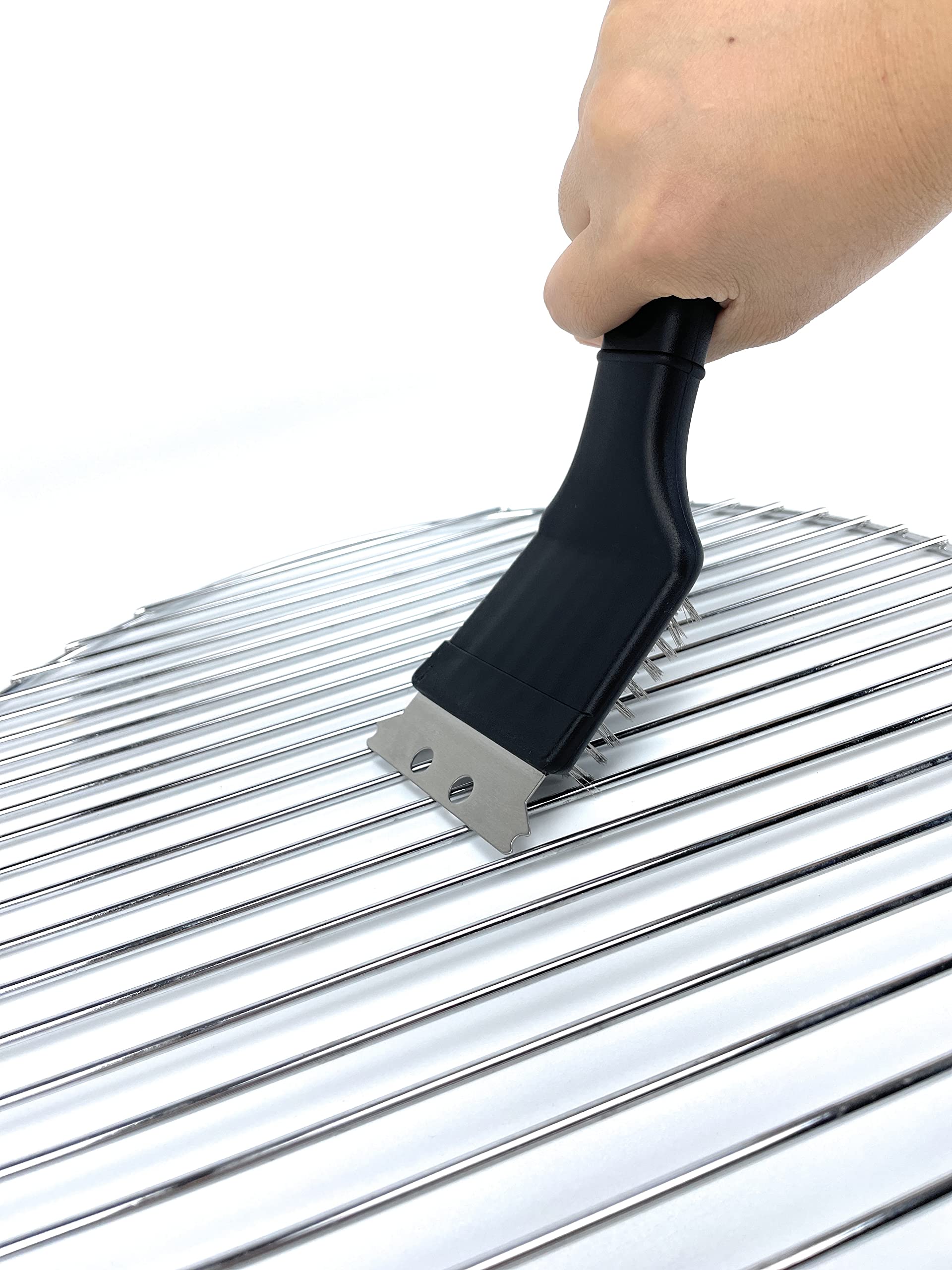 Barbecue Partner Small BBQ Cleaner Steel Wire Grill Brush and Scraper for Grime with Plastic Handle 8 inches