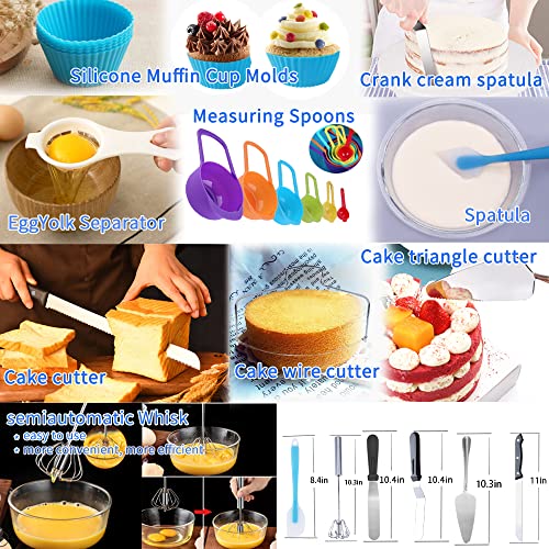 Cake Decorating Kit,635 Pcs Cake Decorating Supplies With 3 Springform Pan Sets Icing Piping Nozzles Cake Rotating Turntable Cake Topper Piping Bags Cake Carrier Holder,Cake Baking Supplies Set Tools