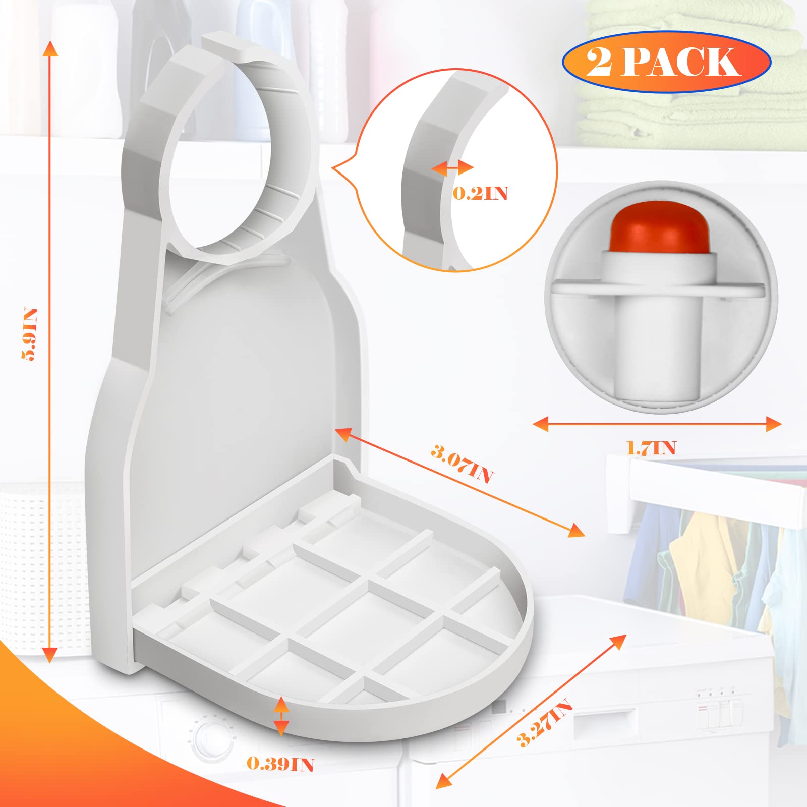 Laundry Detergent Cup Holder 2 Pack, Detergent Drip Catcher Organizer to Keep Room Tidy, Soap Tray Dispenser Laundry Detergent Gadget Fit for Most Softener Liquid Economic Sized Bottles No More Leaks