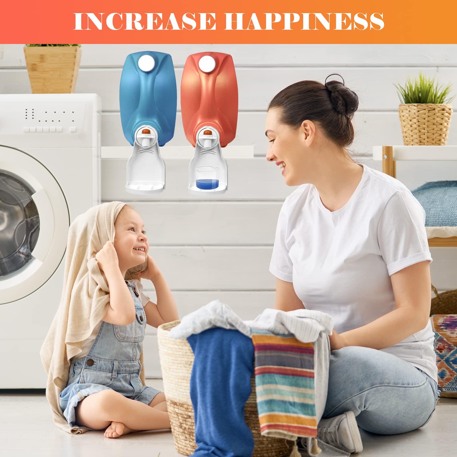 Laundry Detergent Cup Holder 2 Pack, Detergent Drip Catcher Organizer to Keep Room Tidy, Soap Tray Dispenser Laundry Detergent Gadget Fit for Most Softener Liquid Economic Sized Bottles No More Leaks