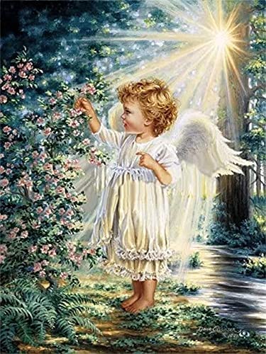 5D Diamond Painting Kits Full Drill Little Angel Crystal Rhinestone Embroidery Art for Home Wall Decor, Diamond Art Paintings 8x12 Inch