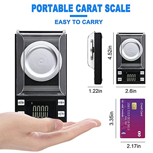 UNIWEIGH Milligram Scale 50g/0.001g,Precision Mini Carat Gram Scale for Powder Medicine,Jewelry,Gem,Reloading,Lab,Pocket Scale with Cal Weight,Professional Mg Scale with Tare,LCD Display,Powder Scoop