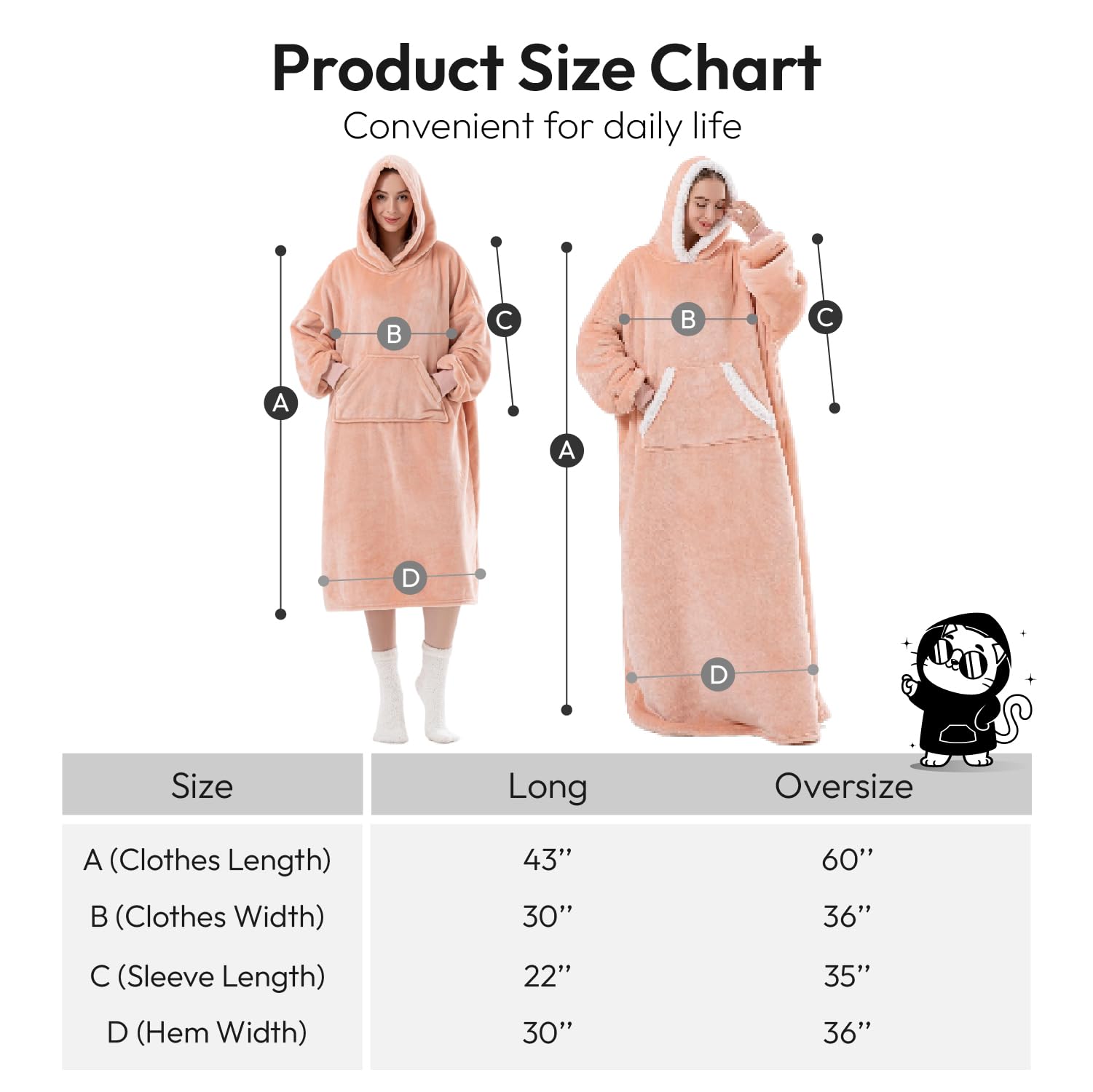 Wearable Blanket Hoodie for Women/Kids/Men, Oversized & Cozy Sherpa Lined Hoodie Sweatshirt Blanket(Pink,Long)