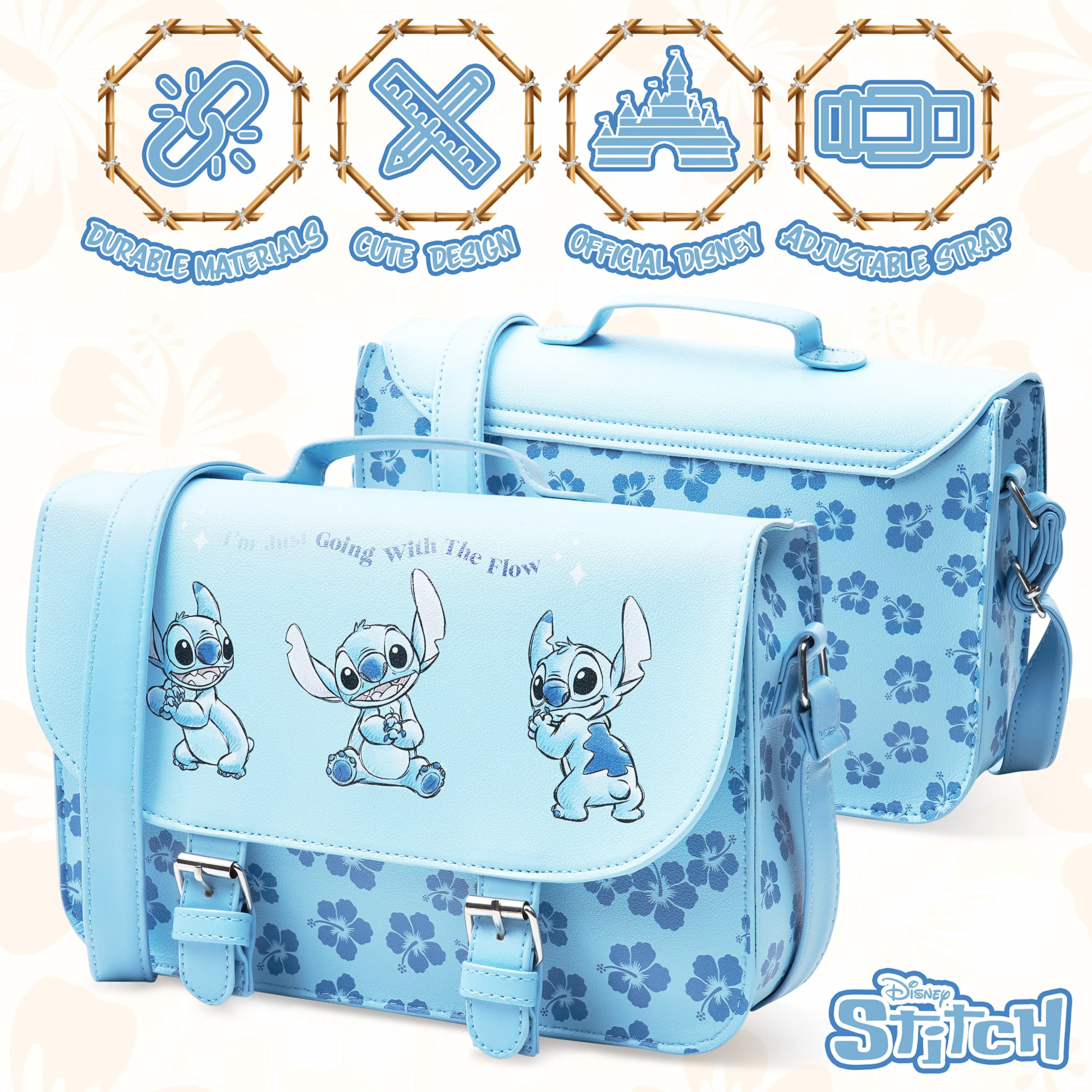 Disney Stitch Bag for Girls, Lilo and Stitch Cross Body Bag (Blue)