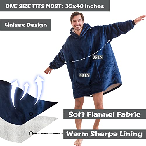Ustyle Wearable Blanket Oversized Hoodie Blanket for Adults Cozy Sherpa Fleece Blanket Hoodie with Giant Pocket One Size Fits Most